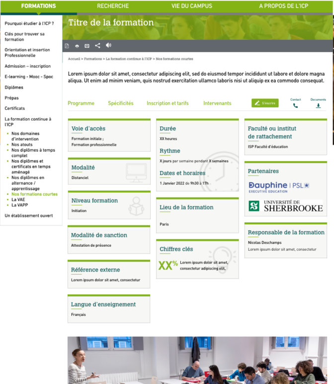 Créer une fiche formation continue courte ? - sesamICP